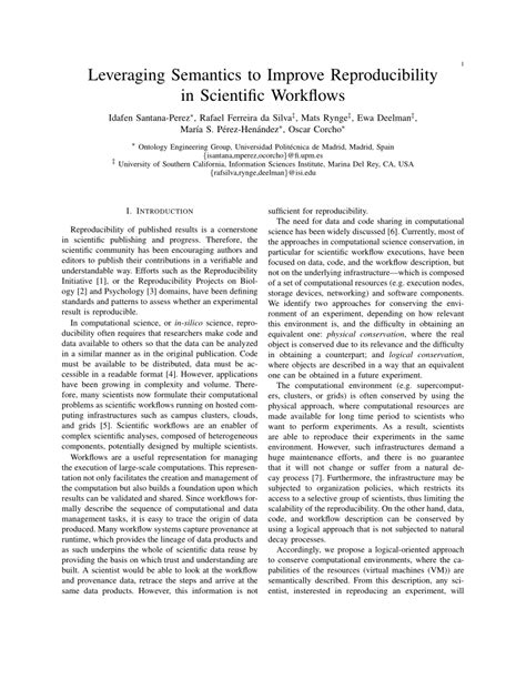 Pdf Leveraging Semantics To Improve Reproducibility In Scientific