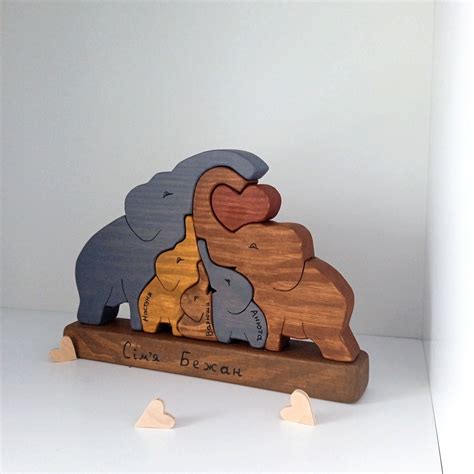 Родинні Статуетки з дерева Слоники Персоналізація 300 грн Витвори майстрів рукоділля