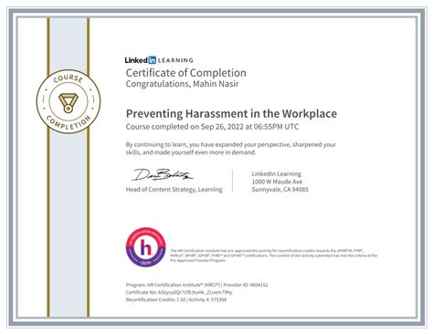 Mahin Nasir On Linkedin Certificate Of Completion