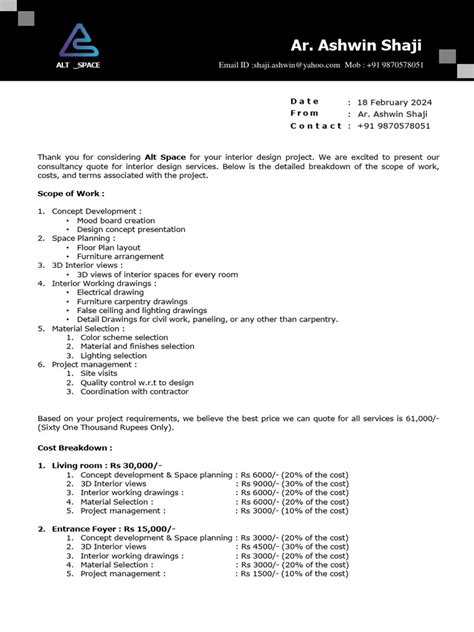 Architect Fee Proposal 18 02 2024 Pdf Interior Design