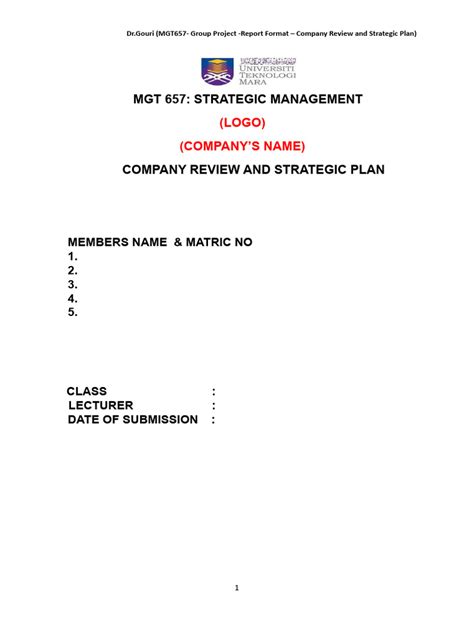 Mgt 657 Report Format March 2024 Pdf Strategic Planning Swot Analysis