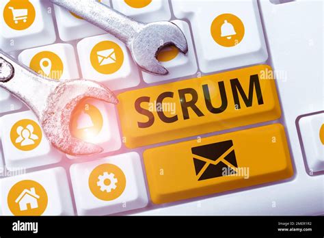 Sign Displaying Scrum Word Written On Handwriting As Distinct From Print Written Characters Of