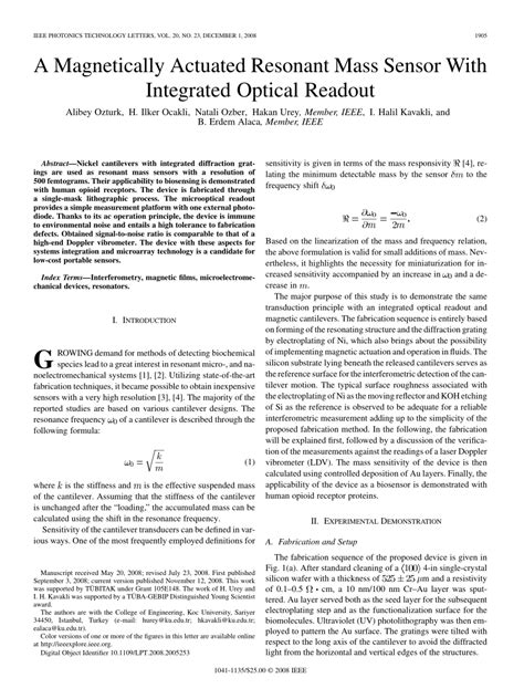 Pdf A Magnetically Actuated Resonant Mass Sensor With Integrated Optical Readout