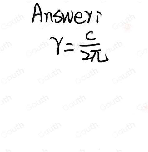 Solved The circumference C of a circle with radius r is given by the formula C π r Which