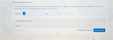 Solved The Orbital Quantum Number For The Electron In A Chegg