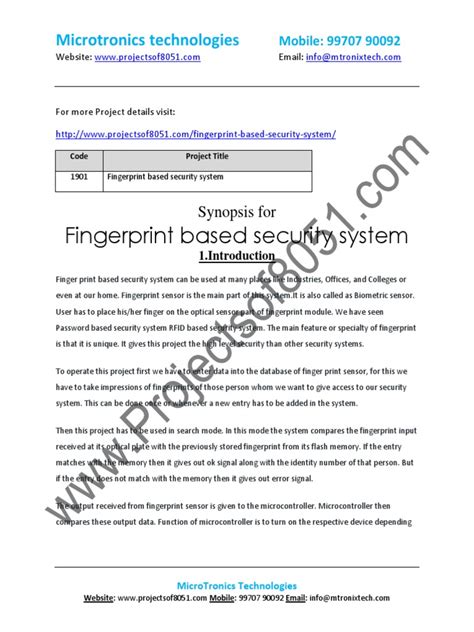 1901 fingerprint based security system pdf pdf fingerprint input output