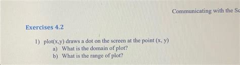 Solved Exercises Plot X Y Draws A Dot On The Screen Chegg Com