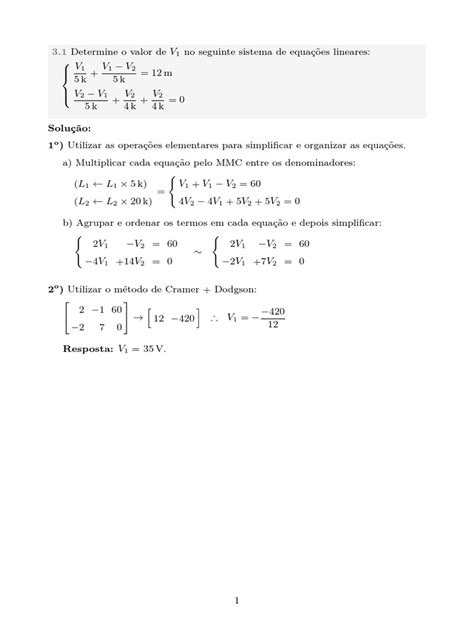 34 Sistemas Lineares Resolvidos Passo A Passo Pdf Sistema De Equações Lineares Equações