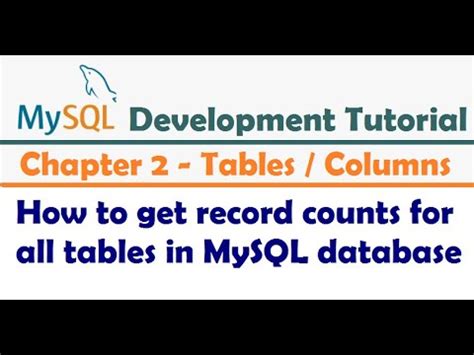 How To Get Record Counts For All Tables In MySQL Database MySQL Developer Tutorial YouTube