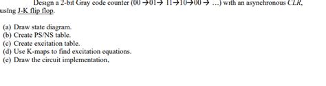 design a 2 bit gray code counter 00 01 111000 →