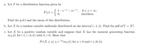 solved a let f be a distribution function given by 1 e
