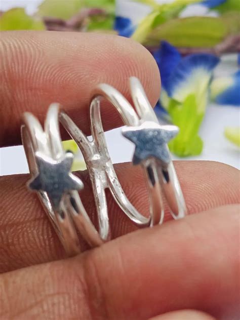 Double Band Sterling Silver Star Ring Celestial Jewelry