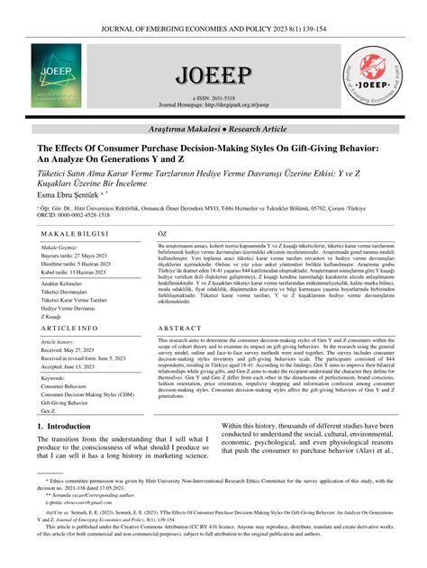 Pdf The Effects Of Consumer Purchase Decision Making Styles On T Giving Behavior An