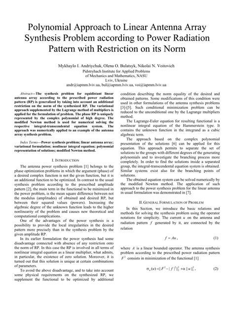 pdf polynomial approach to linear antenna array synthesis problem