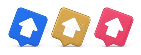 Arrow Up Button Directional Pointer Cyberspace Cursor 3d Realistic Speech Bubble Icon Stock