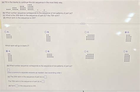 Solved A Fill In The Blaniks To Continue This Dot Sequence