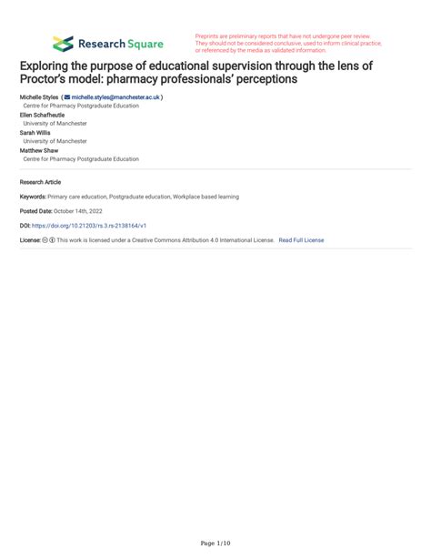 Pdf Exploring The Purpose Of Educational Supervision Through The Lens Of Proctors Model