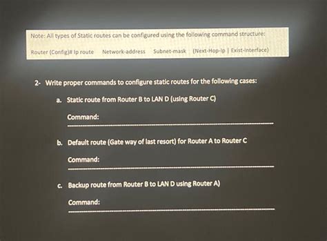 Solved Note All Types Of Static Routes Can Be Configured