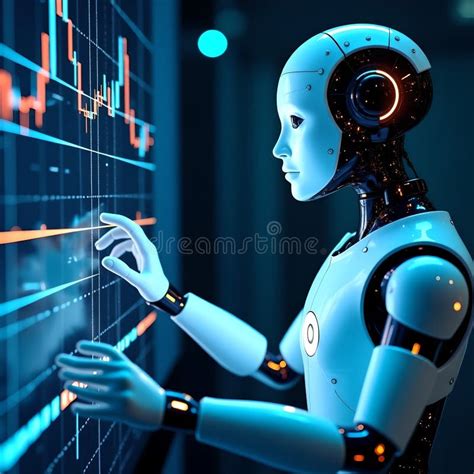 Ai Robot Analyzing Stock Market Data Stock Illustration Illustration