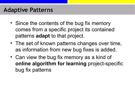 Static And Adaptive Bug Fix Patterns PPT