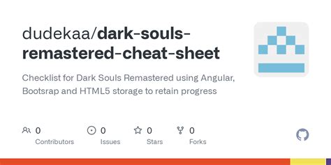 GitHub Dudekaa Dark Souls Remastered Cheat Sheet Checklist For Dark