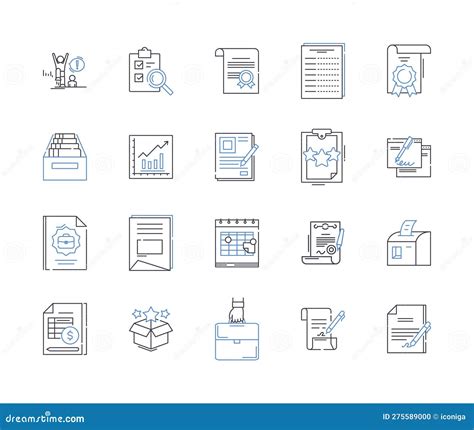 Filing System Line Icons Collection Organization Efficiency
