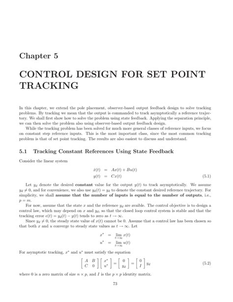 control design for set point tracking