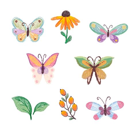 손으로 그린 크레용 그림 무료 벡터