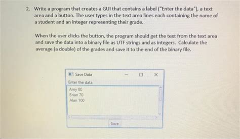 solved 2 write a program that creates a gui that contains a