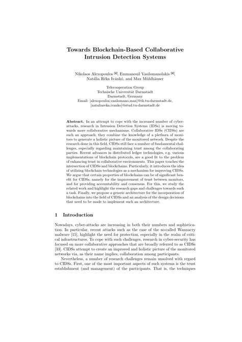 Pdf Towards Blockchain Based Collaborative Intrusion Detection