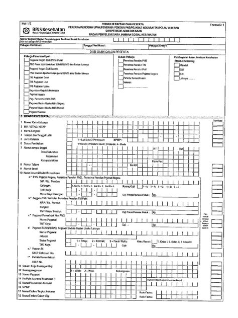Formulir Bpjs Kesehatan Pdf