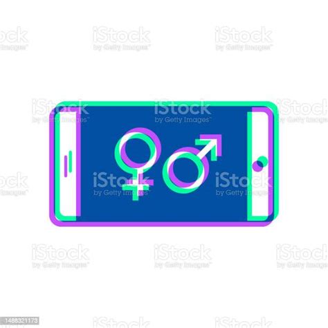 성별 기호가 있는 스마트폰 흰색 배경에 두 가지 색상이 오버레이된 아이콘 0명에 대한 스톡 벡터 아트 및 기타 이미지 0명 3차원 형태 개념 Istock