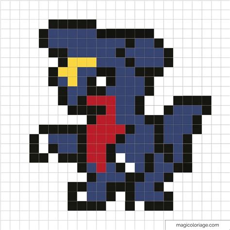 Levendige Gible Pixel Art Creëer Je Eigen Pokémon