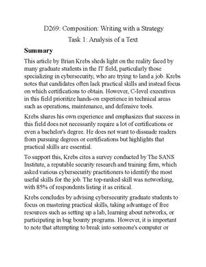 Task Complete D Task Template RGM Analysis Of A Text Task Template D Task