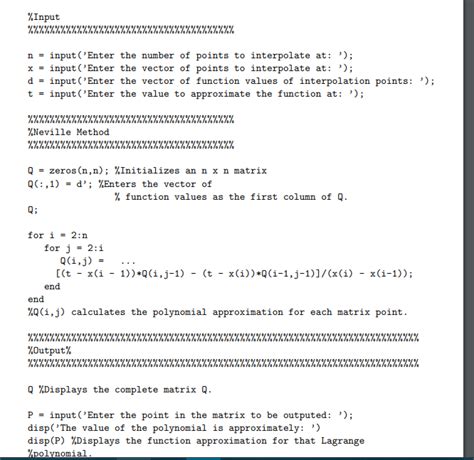 solved lagrange polynomial algorithm by neville