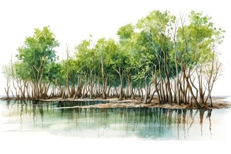 Mangrove Tree Watercolor Painting Mangrove Tree Landscape Mangrove