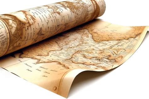 Premium AI Image Paper Map Isolated On White Background Generated By AI