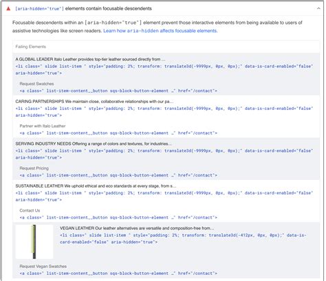 Aria Label Error Elements Contain Focusable Descendents Code