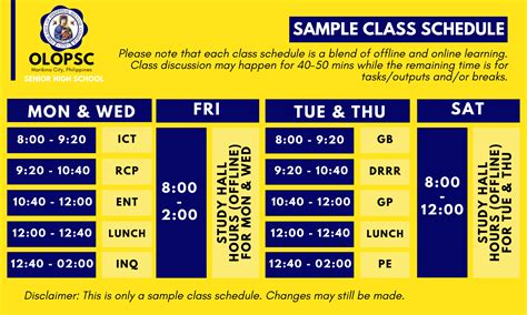 📣📣📣 Anunsyo Senior High 📣📣📣 Here Is A Sample Class Schedule For The