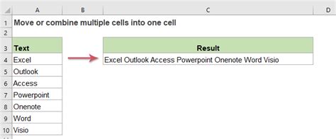 Move Or Combine Multiple Cell Contents Into One Cell