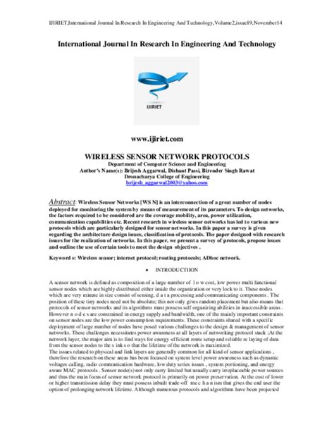 Pdf Wireless Sensor Network Protocols