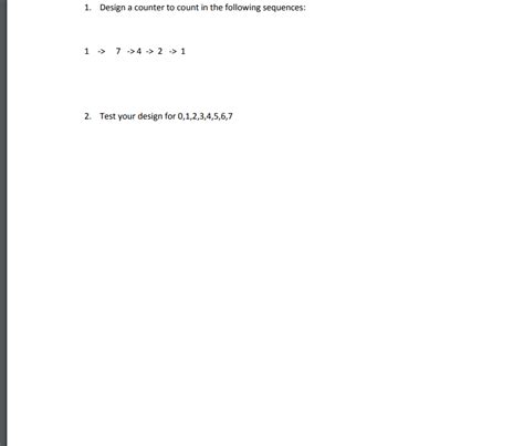 Solved Design A Counter To Count In The Following Chegg Com