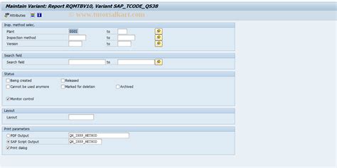 OQIT SAP Tcode Settings For Insp Method List
