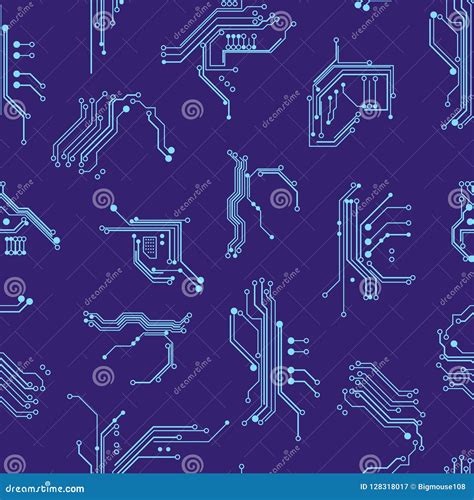 Circuit Board Elements Seamless Pattern Background Vector Stock Vector Illustration Of