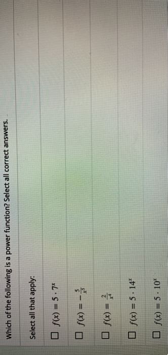 solved which of the following is a power function select