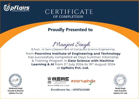 Manjeet Singh On Linkedin Datascience Machinelearning Ai Internship Trainingcompletion…