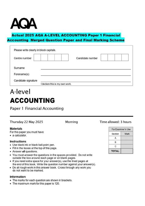 2025 Aqa A Level Accounting Paper 1 Financial Accounting Merged