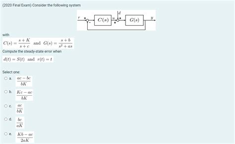 Solved Final Exam Consider The Following System With Chegg