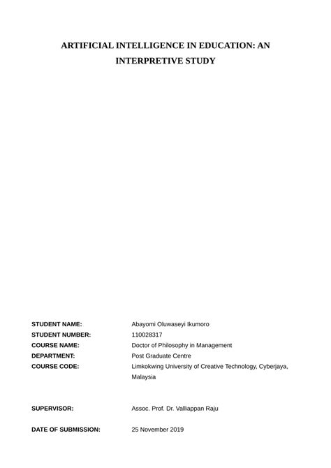 Pdf Artificial Intelligence In Education Proposal