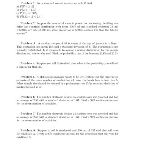 Solved Problem 1 For A Standard Normal Random Variable Z